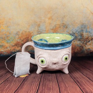 Ceramic Mug or a Planter With Funny Face. Quirky Cup Decoration, Desk ...