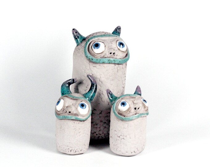 Parent and Kids Ceramic Sculpture - Unique Garden Decor Charming ...