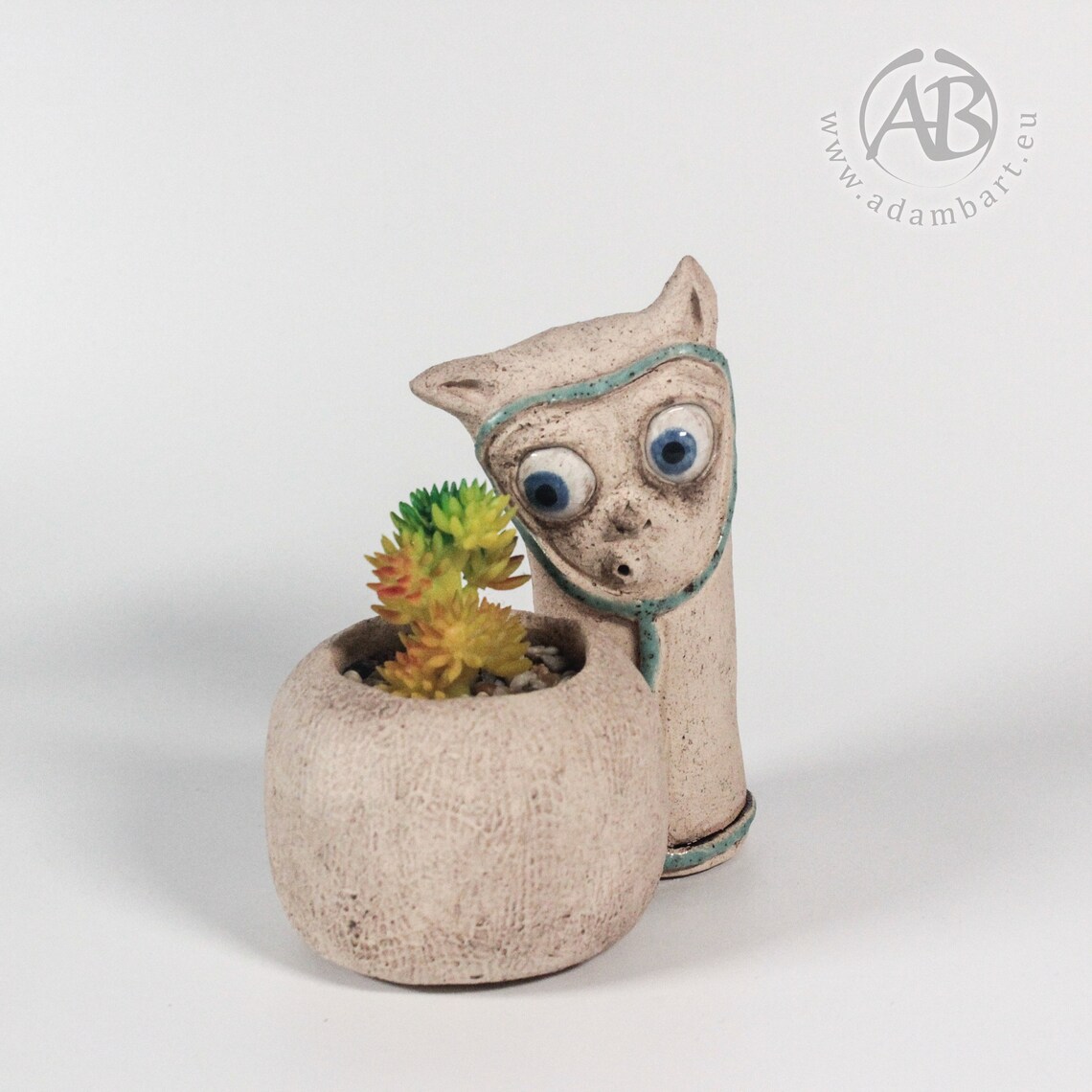 Ceramic planter with a funny character. Pot for small | Etsy