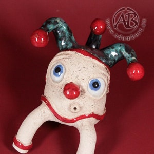 Whimsical Jester Ceramic Figure. Handcrafted Clown Gnome. Shelf-sitting ...