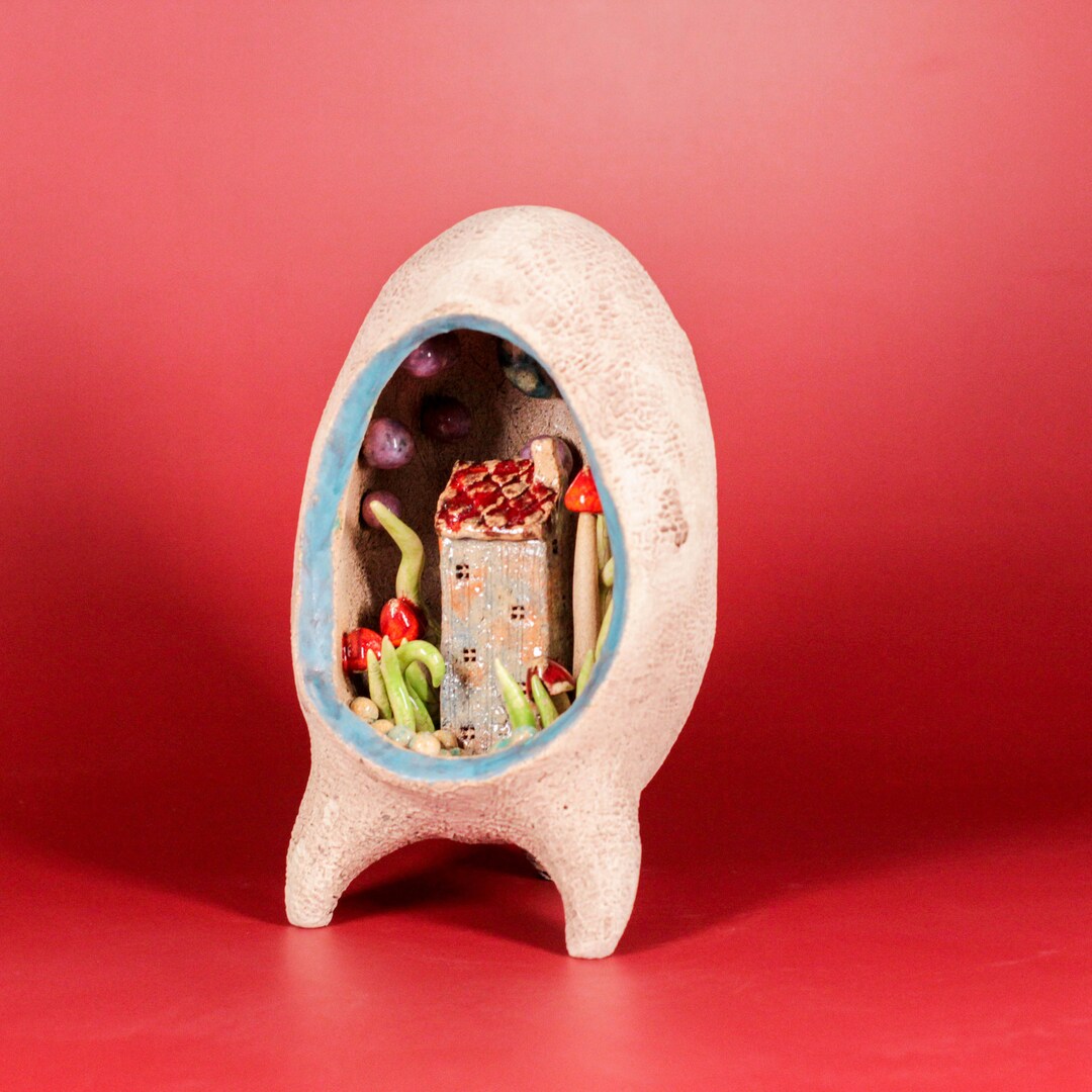 Ceramic Diorama With a Cute Townhouse. Night Magic Garden With - Etsy