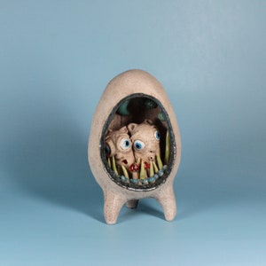 Ceramic Diorama With a Cute Monster Couple Inside. Night Magic Garden ...