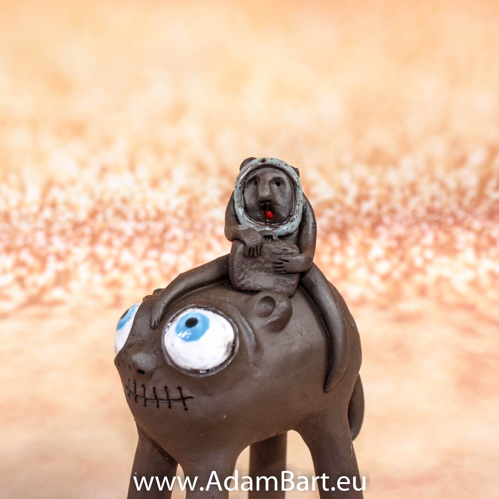 Gnome Character is Riding on Puffee Monster / Sculpture / - Etsy