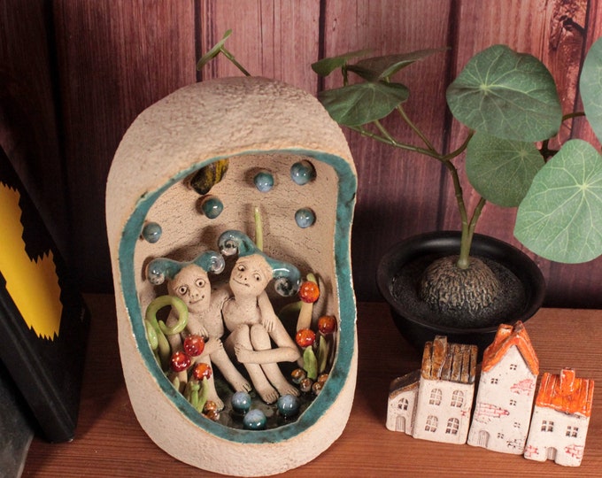 Handmade Ceramic Forest Gnome Couple Sculpture: A Unique Gift Idea, A ...