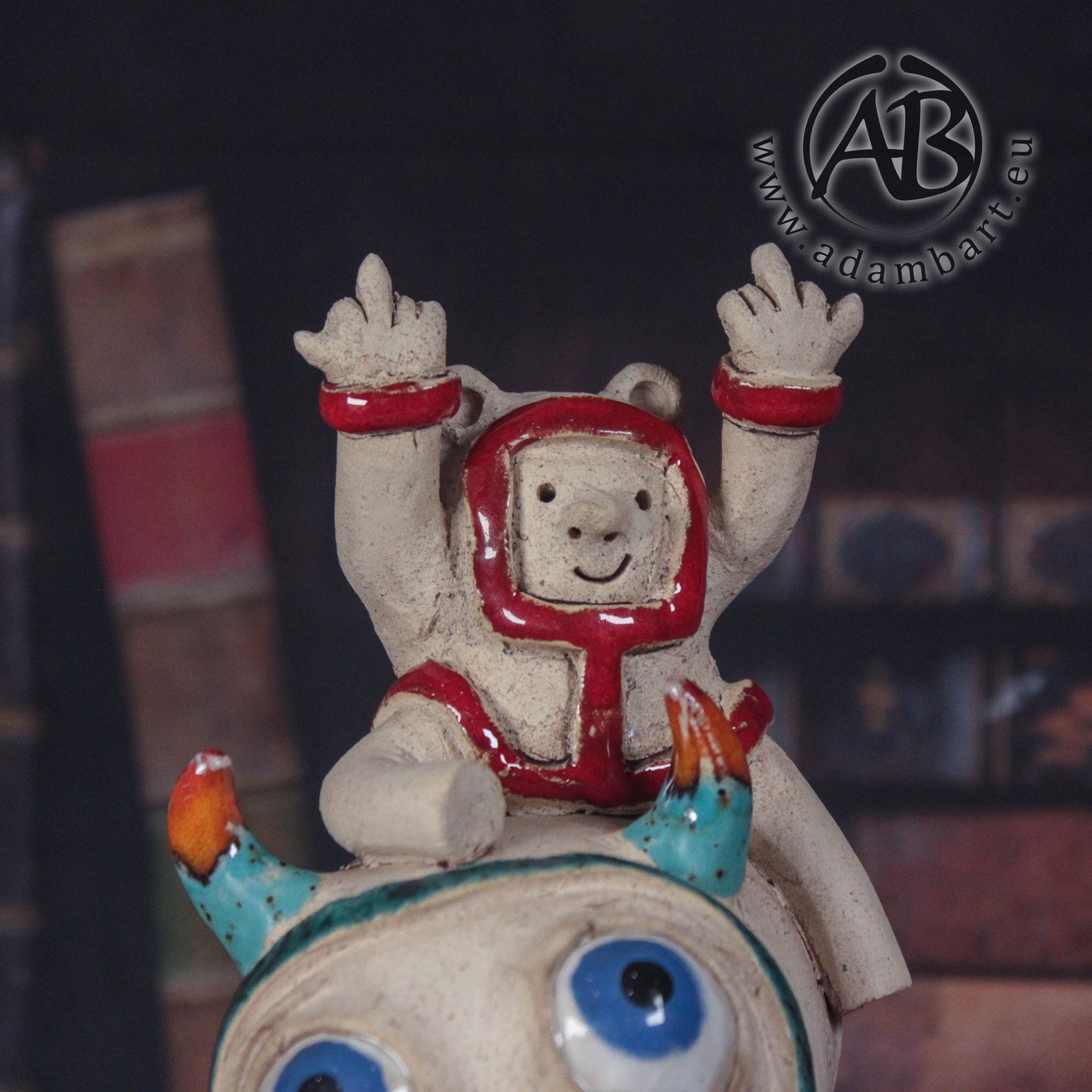 Rude Gnoo-mee Kid Riding on Pufee Monster. Funny Ceramic - Etsy