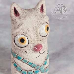 Handmade Ceramic Cat Figurine - Perfect Gift for Cat Lovers - 4.7" (12cm) - Adorable Home Decor ...