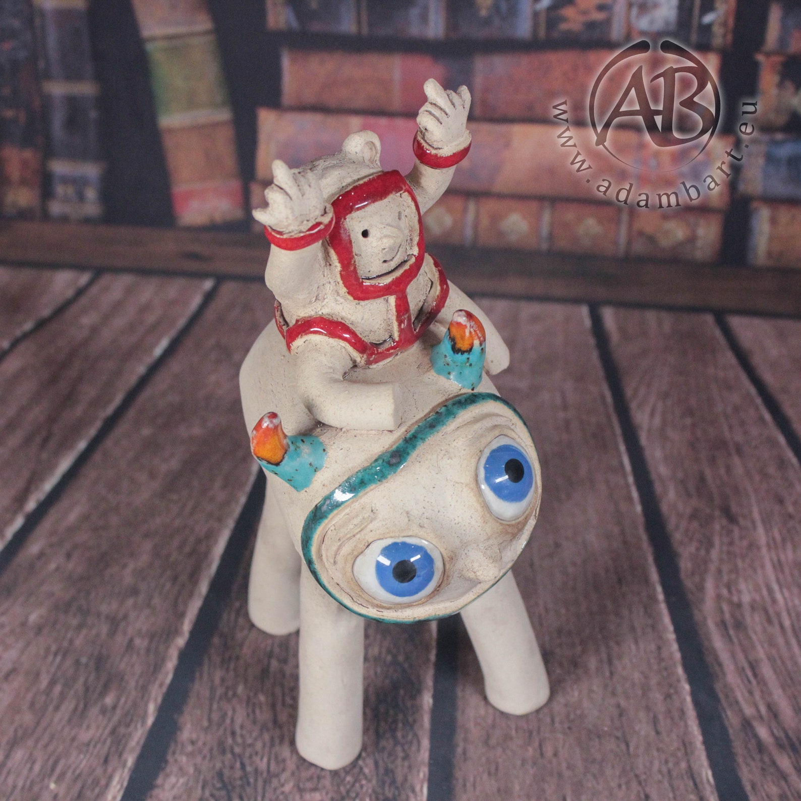 Rude Gnoo-mee Kid Riding on Pufee Monster. Funny Ceramic - Etsy