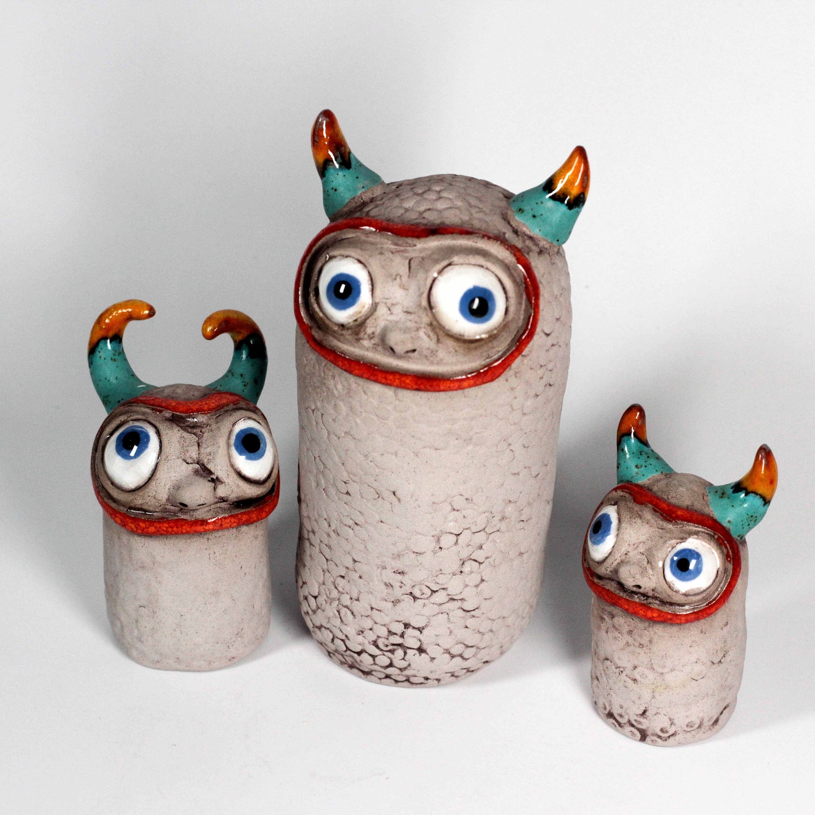 Charming Handmade Ceramic Monster Sculptures Parent and Child - Etsy