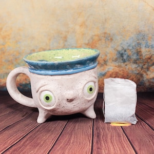 Ceramic Mug or a Planter With Funny Face. Quirky Cup Decoration, Desk ...
