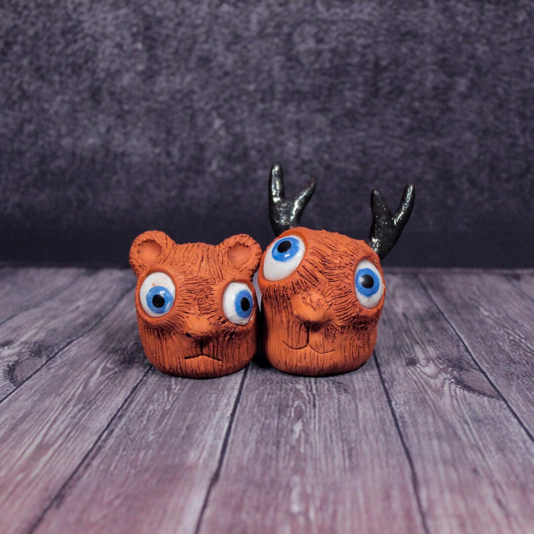 Hand-sculpted Ceramic Forest Folk Figurines: Whimsical Brown Clay Art ...