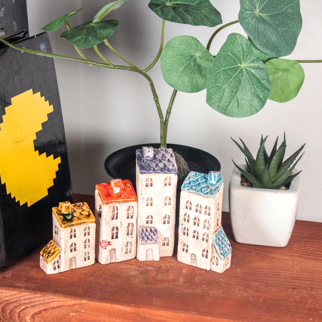 Miniature Ceramic Houses. Tiny Houses for a Garden in a Jar. Shelf ...