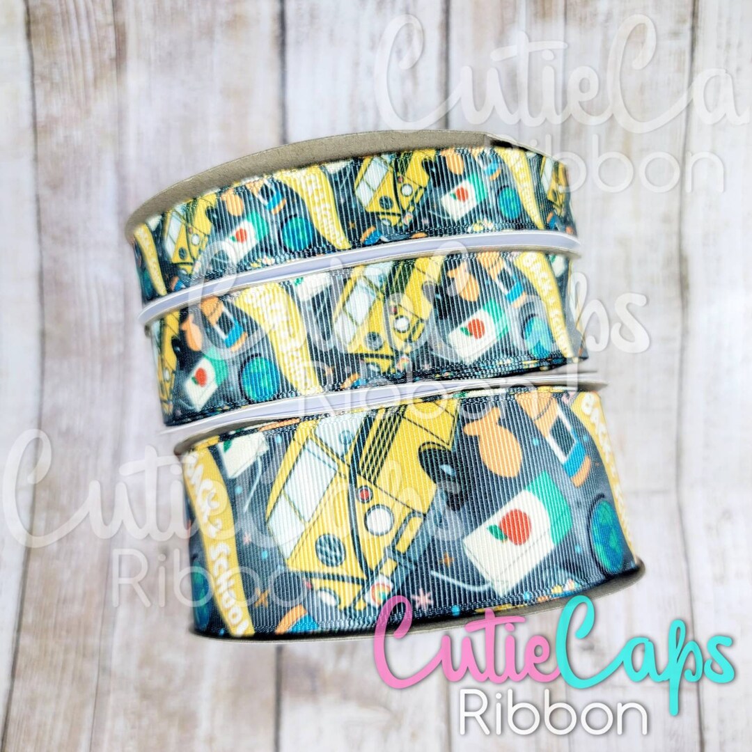 Back to School Ribbon, School Bus Ribbon Size 5/8, 7/8, or 1.5in 5 ...