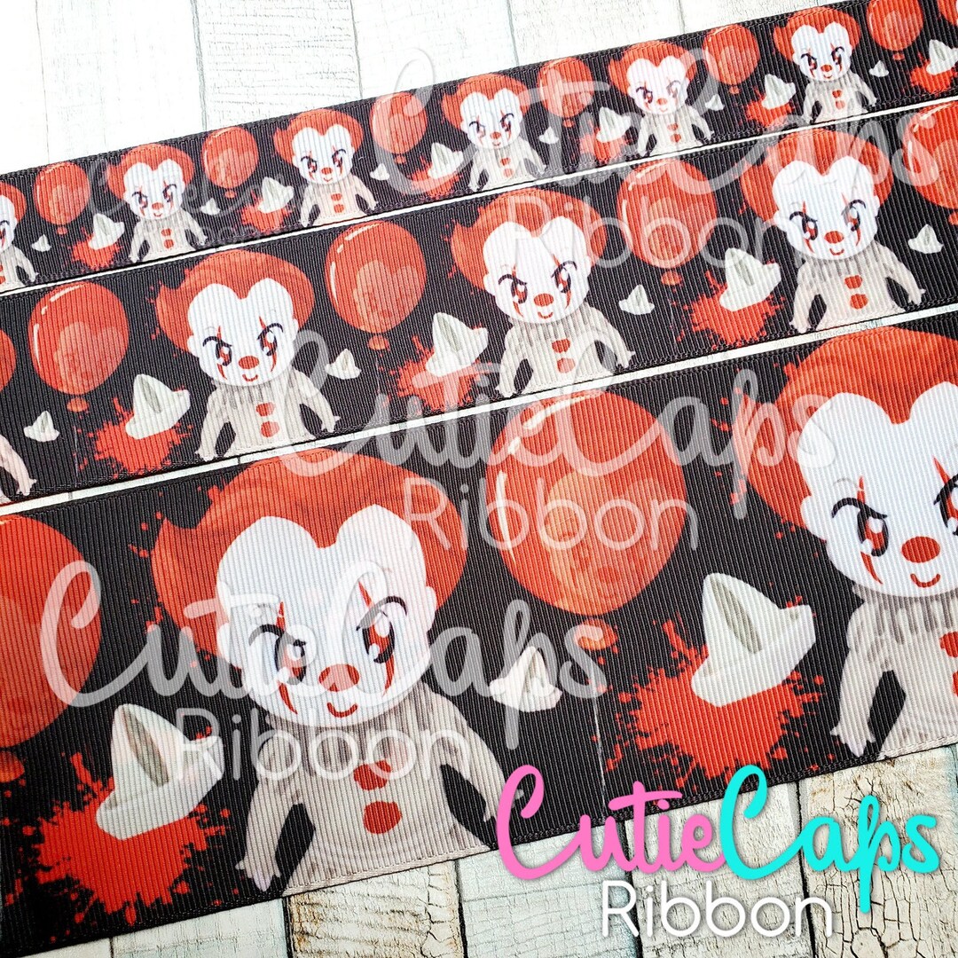 Killer Clown, Clown Horror Ribbon, Size 5/8, 7/8, 1.5in and 3in - 5 ...