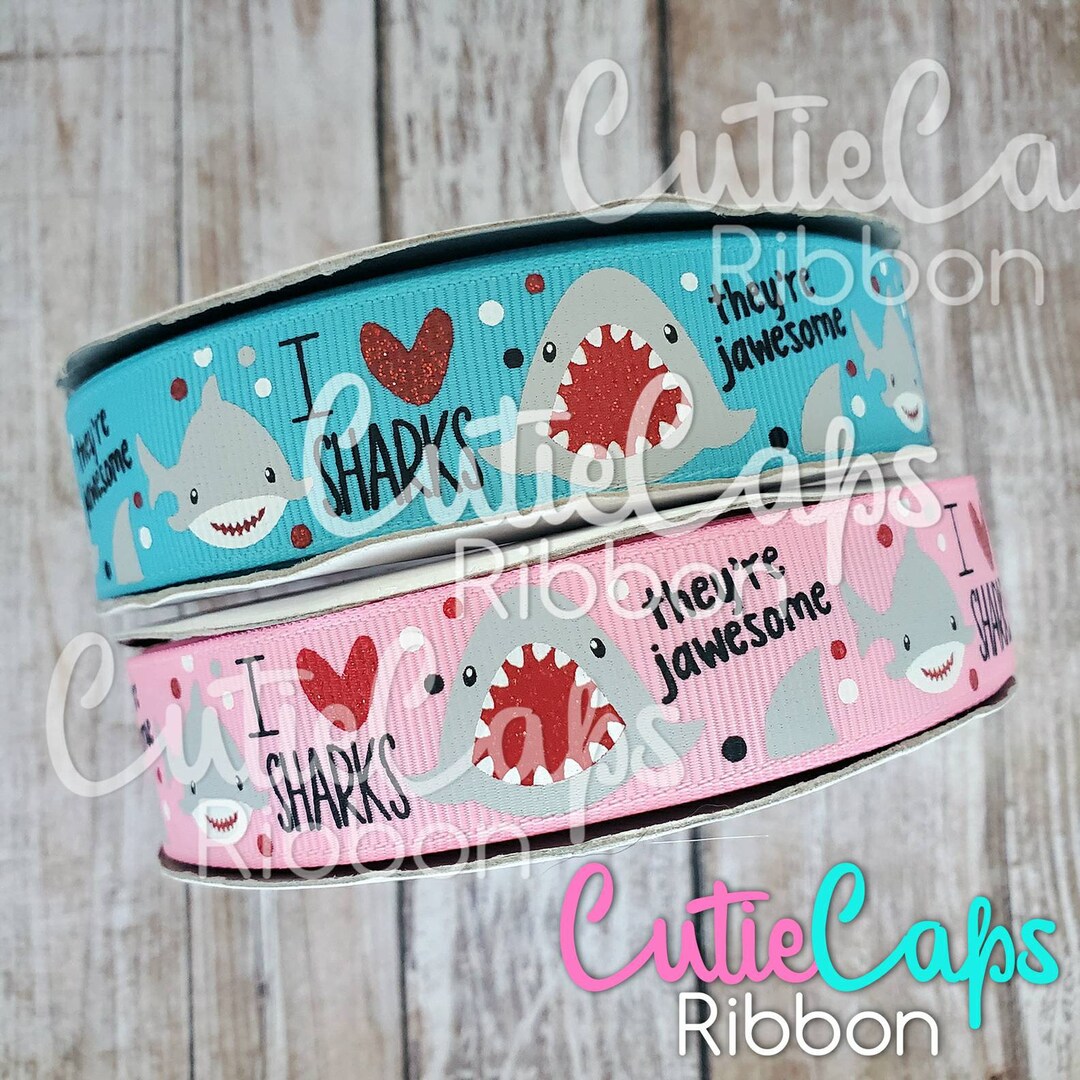 Shark Ribbon, Available Size: 7/8, 5 Yard Rolls - Etsy