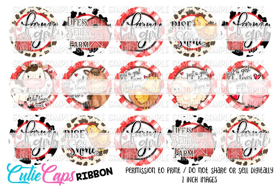 1" Farm Animals Bci, 15 Farm Animals Bottlecap Images DIGITAL DOWNLOAD ...