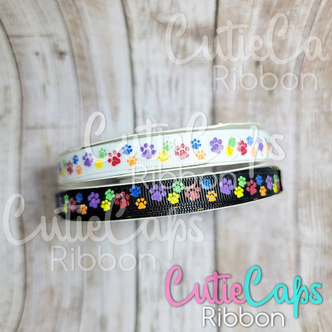 Rainbow Paw Ribbon, Grosgrain Ribbon, Size 3/8 - 5 Yard Rolls - Etsy
