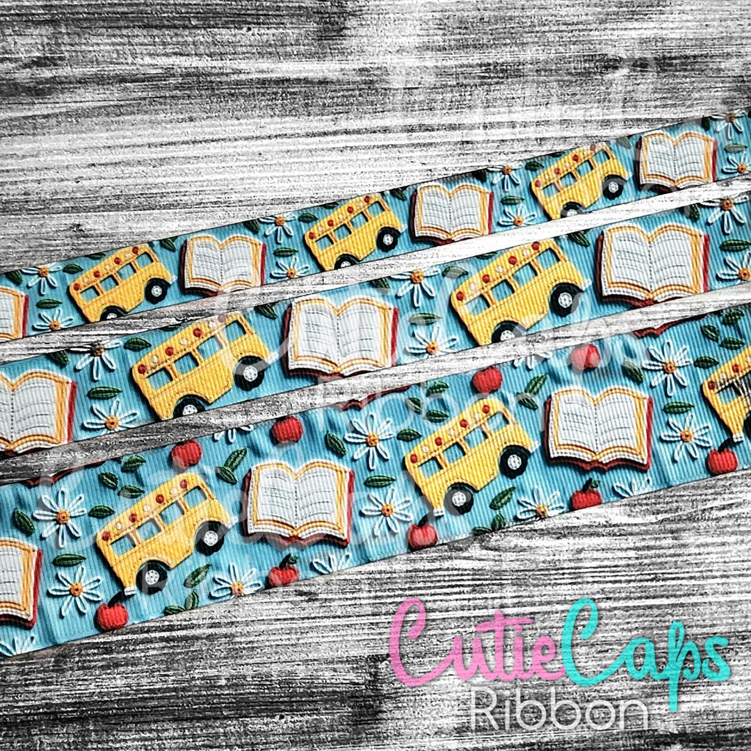 Back to School Ribbon, School Bus Ribbon Size 5/8, 7/8, or 1.5in 5 ...