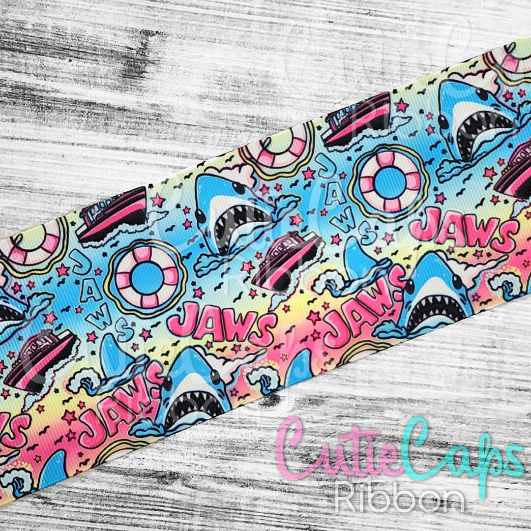 Shark Ribbon, Available Widths: 5/8 7/8, 1.5 Inch and 3 Inch - Etsy
