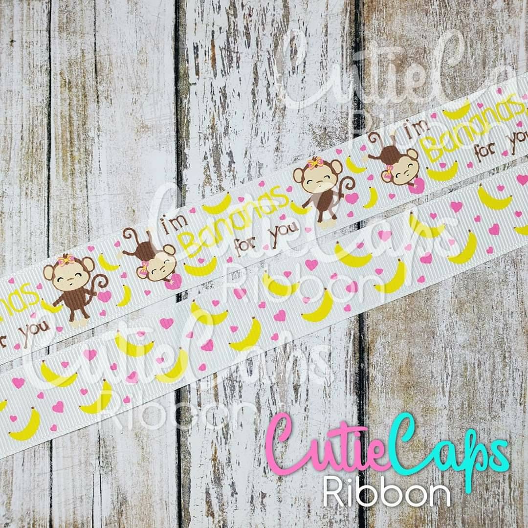 Bananas for You, Monkey Ribbon, Size 7/8, 22mm. 5 Yards - Etsy