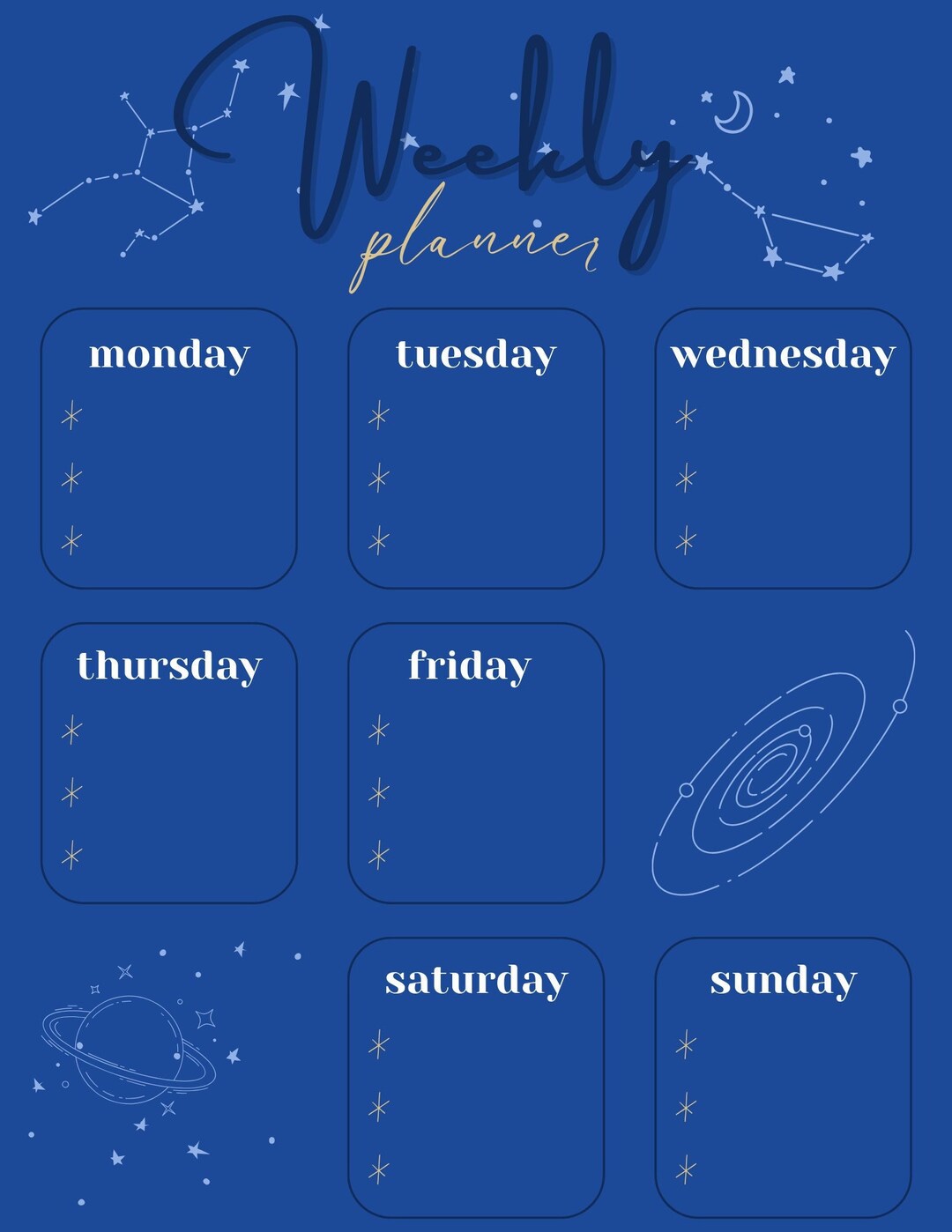 Weekly Planner- Astronomy - Etsy
