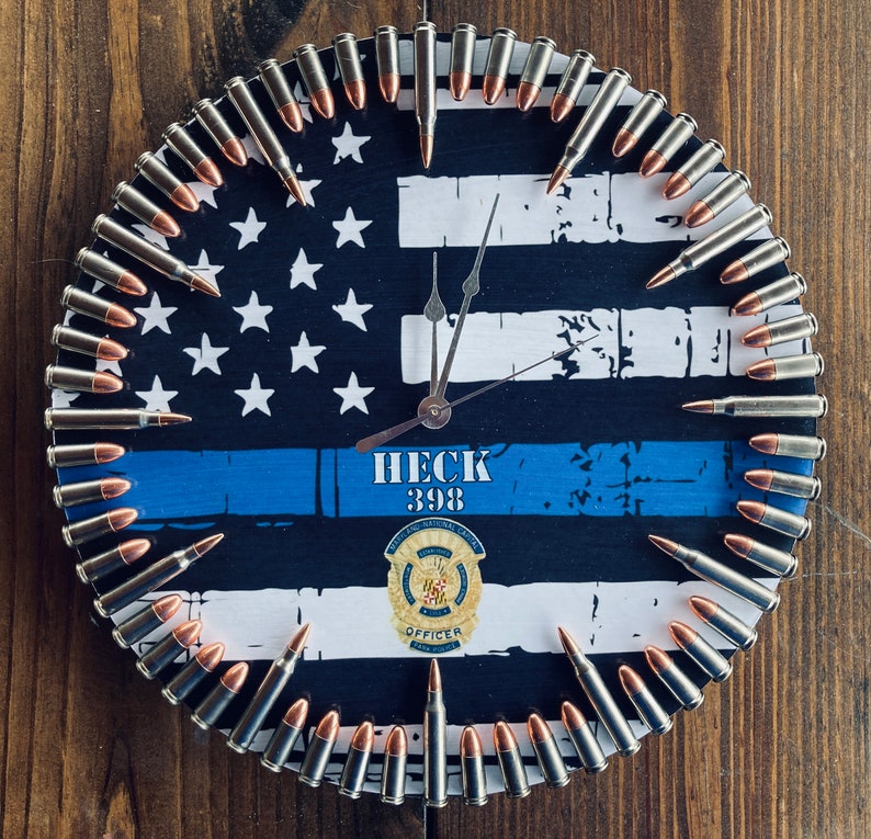 NEW! Special Edition Thin Blue Line Flag & Bullet Clock With Nickel ...
