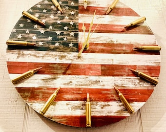 Original Patriotic Flag & Bullet Clock. the Ultimate Veteran - Etsy