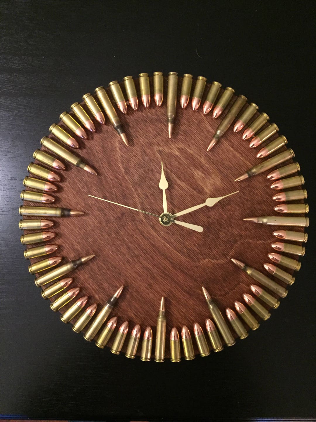 Bullet Clock in Red Chestnut Stain. Great Gift for Shooters, Hunters ...