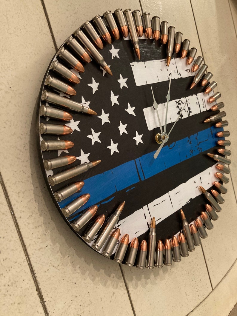NEW! Special Edition Thin Blue Line Flag & Bullet Clock With Nickel ...
