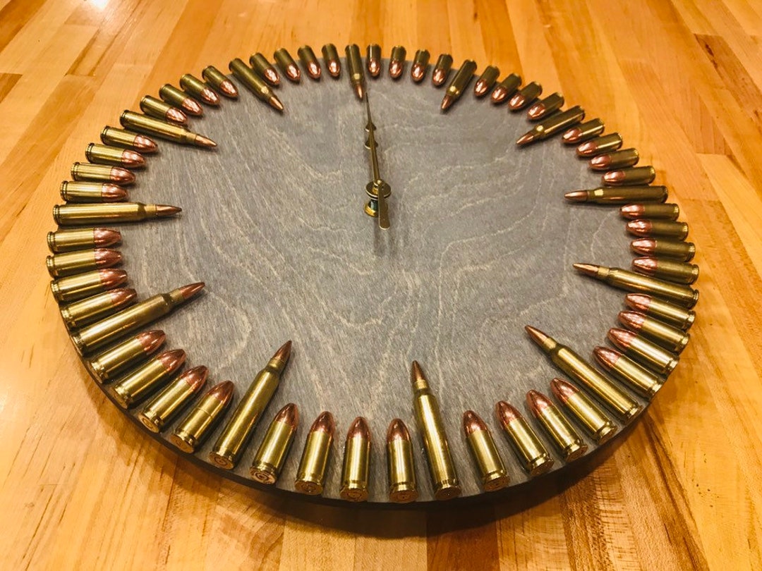 Original Weathered Gray Bullet Clock. Rustic Wall Decor & Gun Gift. - Etsy
