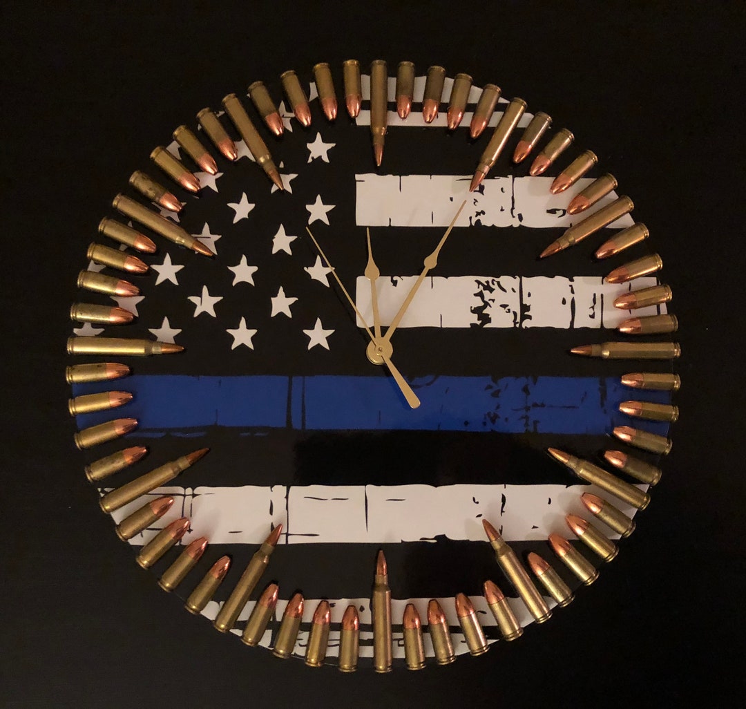 Original Thin Blue Line Flag & Bullet Clock. the Ultimate Gift for Law ...