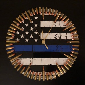 Blue Line Flag Clock - Etsy
