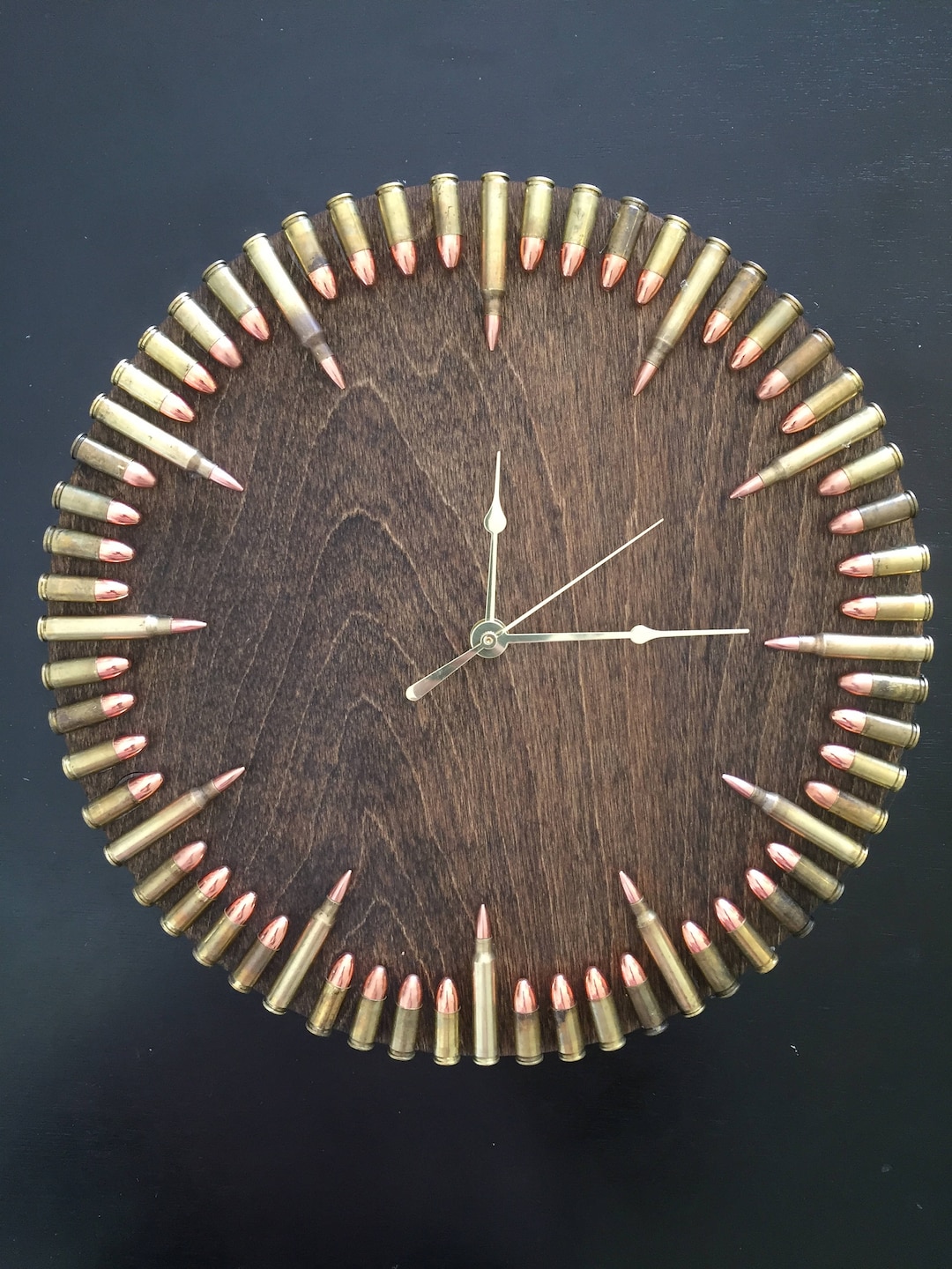 Original Dark Walnut Stained Bullet Clock. Perfect Veteran Gift or for ...