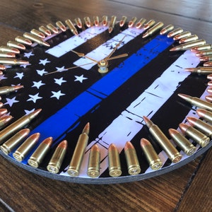 Original Thin Blue Line Flag & Bullet Clock. the Ultimate Gift for Law ...