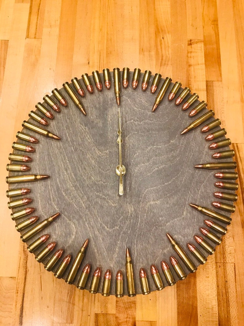 Original Weathered Gray Bullet Clock. Rustic Wall Decor & Gun Gift. - Etsy