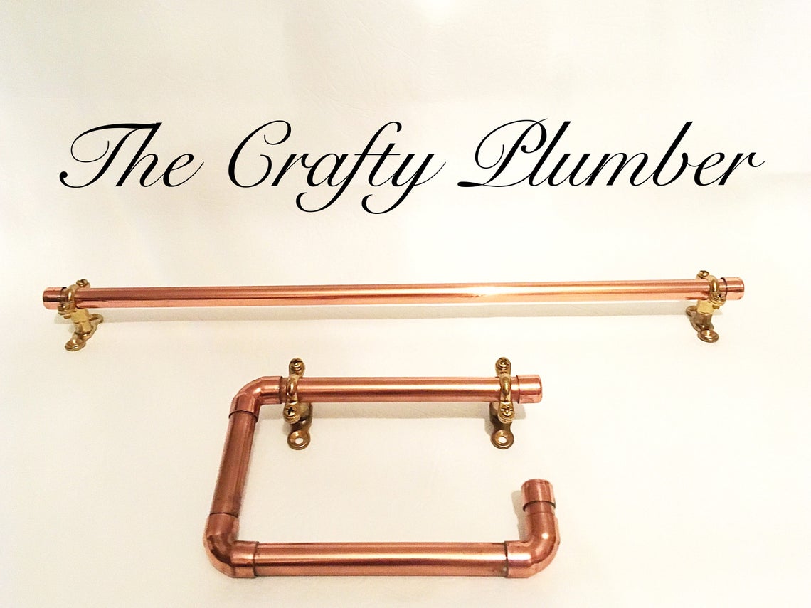 Steampunk Copper Pipe Towel Rail & Toilet Roll Holder - Etsy UK
