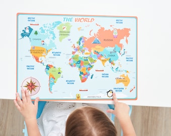 Kids world map | Etsy