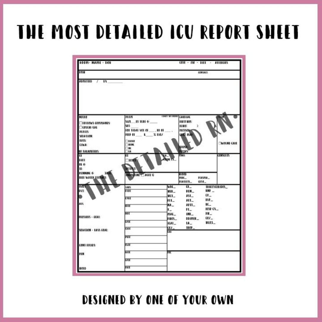 The Best ICU Nurse Report Sheet, Nurse Brain, ICU Nurse, Nurse Handoff ...