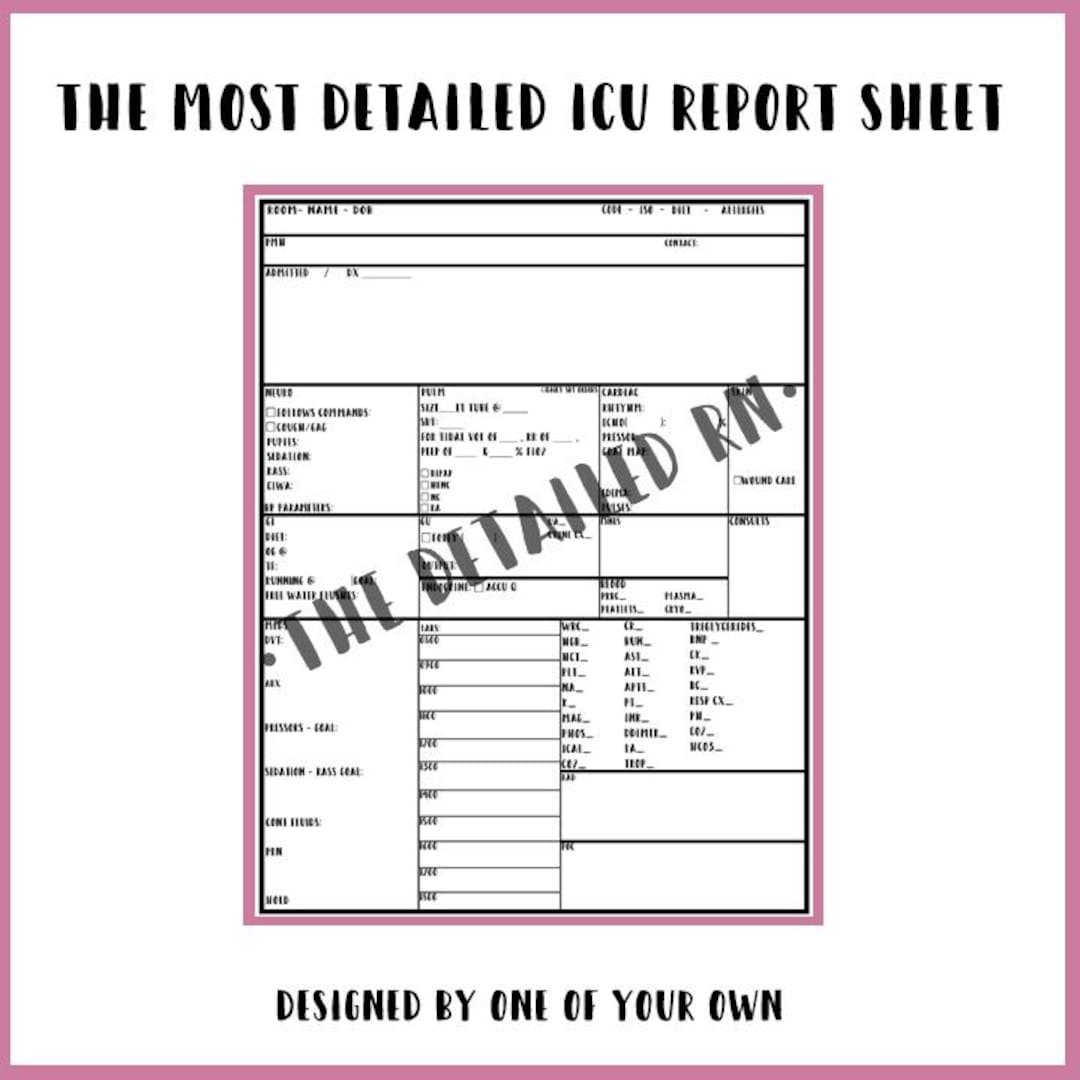 The Best ICU Nurse Report Sheet, Nurse Brain, ICU Nurse, Nurse Handoff ...