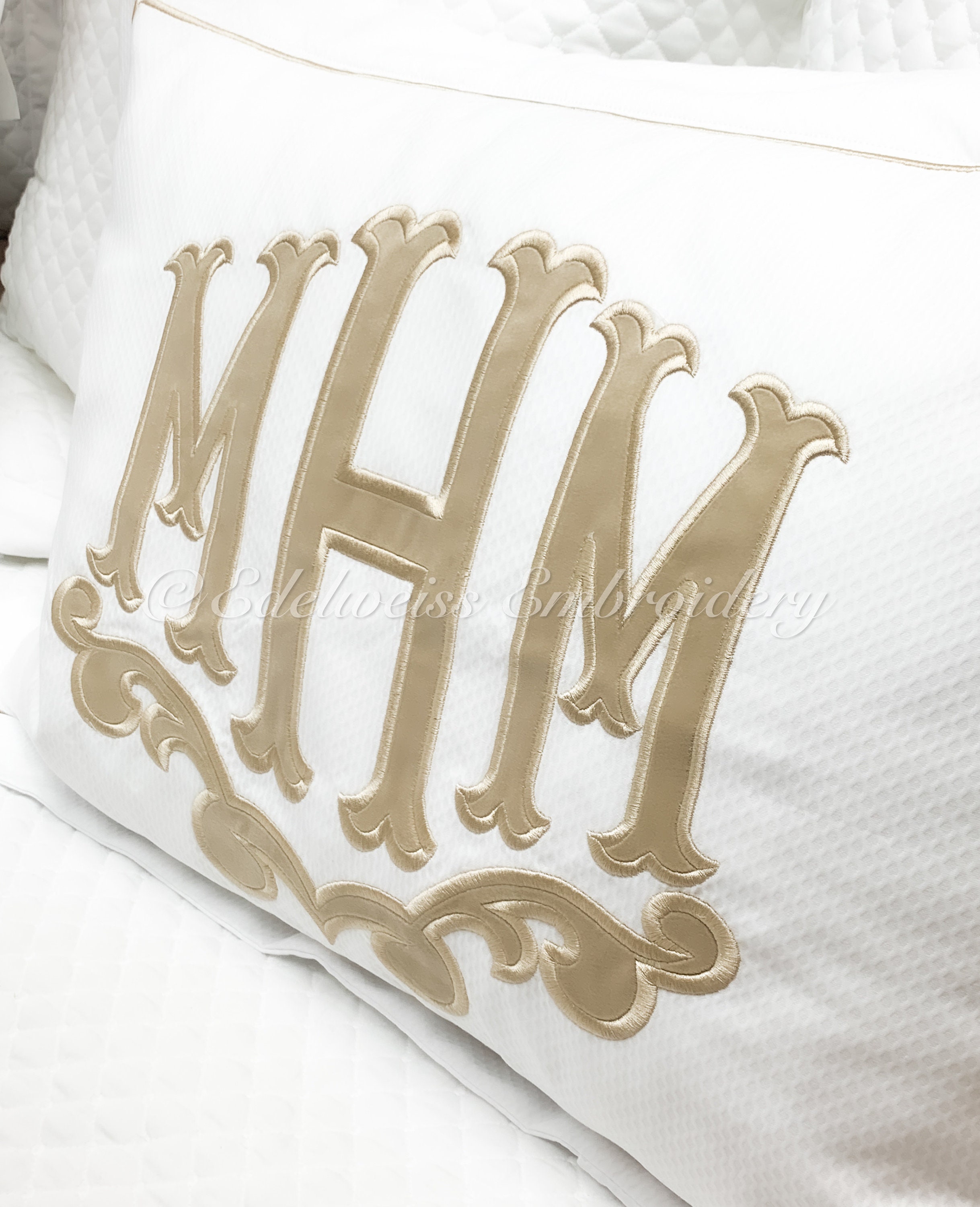 Collette Bottom Border Large Monogram Sham With Velvet Appliqué(price ...