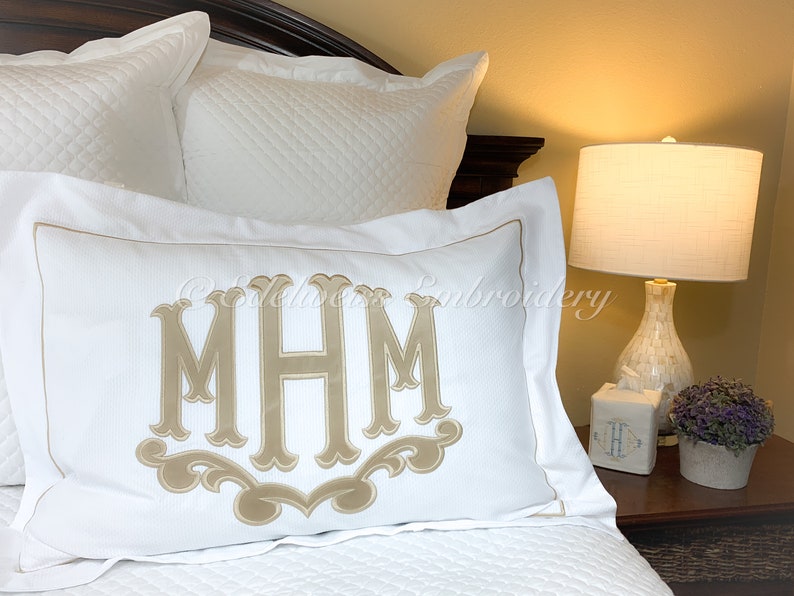 Collette Bottom Border Large Monogram Sham With Velvet Appliqué(price ...