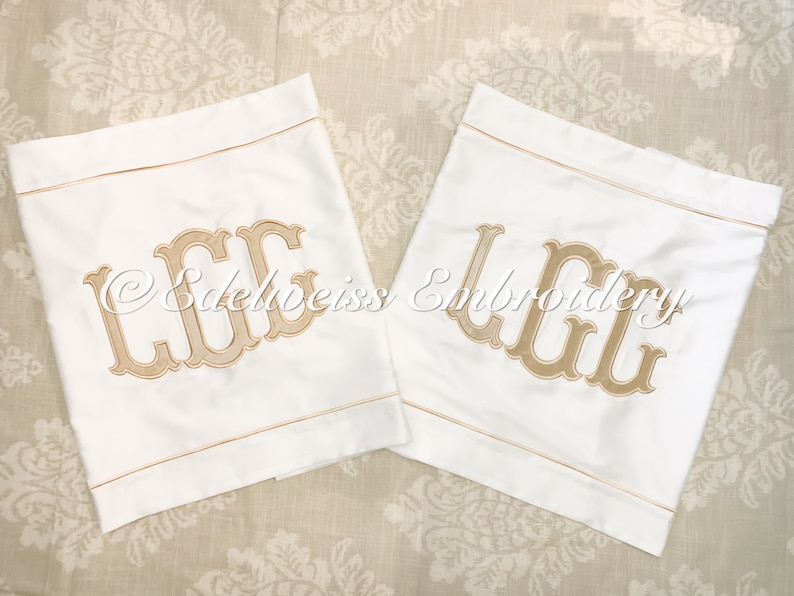 White Large Monogram Sham With Velvet Appliqué.(price is per Sham) - Etsy