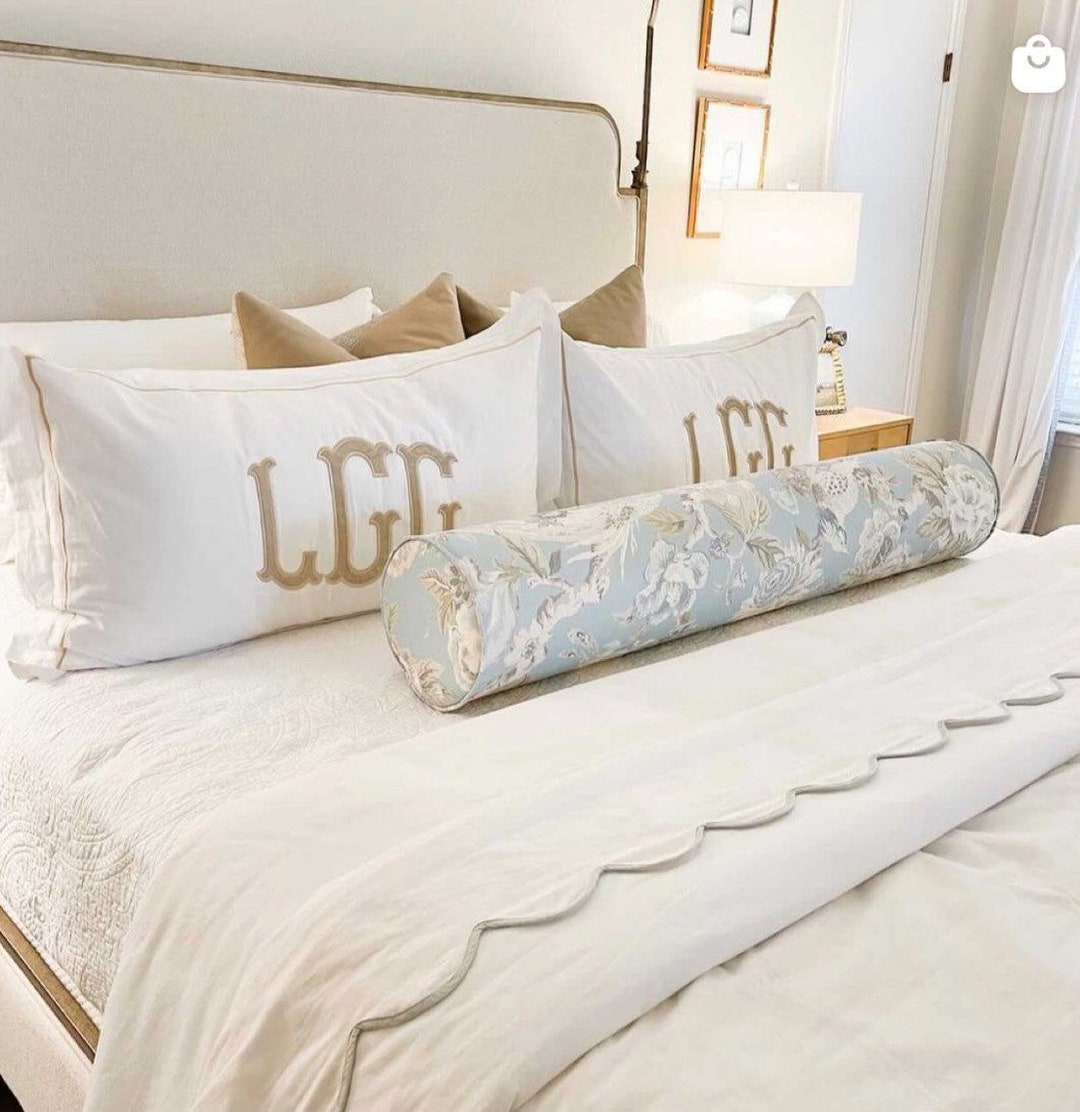 White Large Monogram Sham With Velvet Appliqué.(price is per Sham) - Etsy