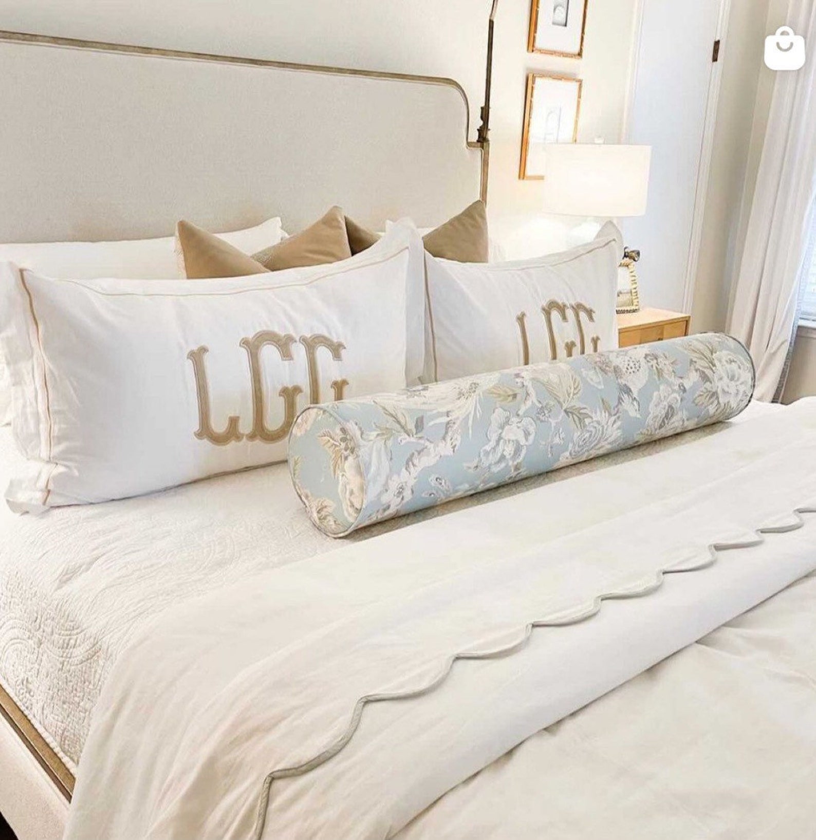 White Large Monogram Sham With Velvet Appliqué.(price is per Sham) - Etsy