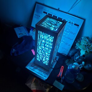 Custom Wood LED Lamp. Gift Bright Multi Color Wood Laser Engraved With ...