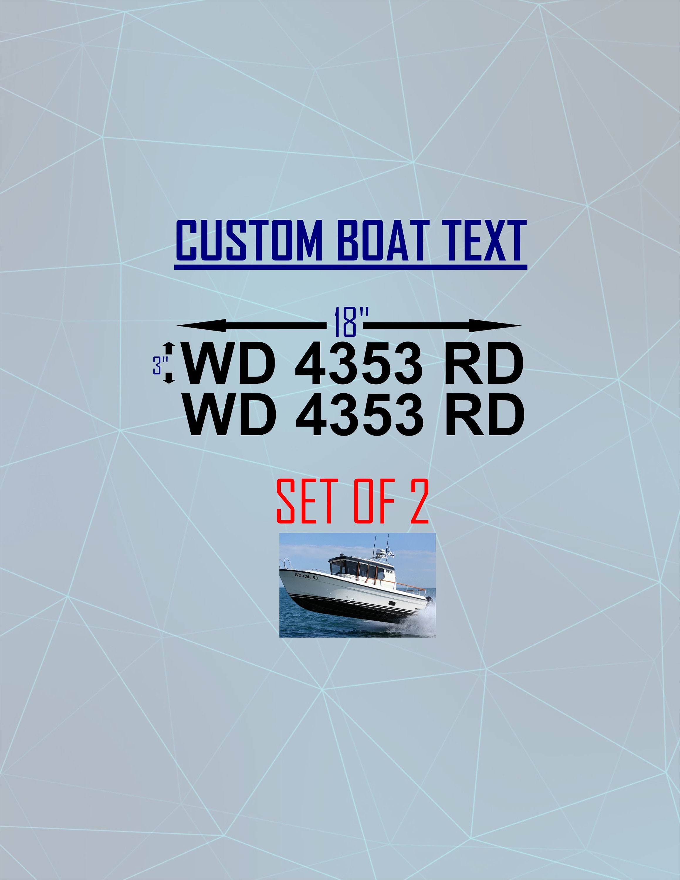 Set of 2 Custom Watercraft Registration Numbers 3 INCH | Etsy