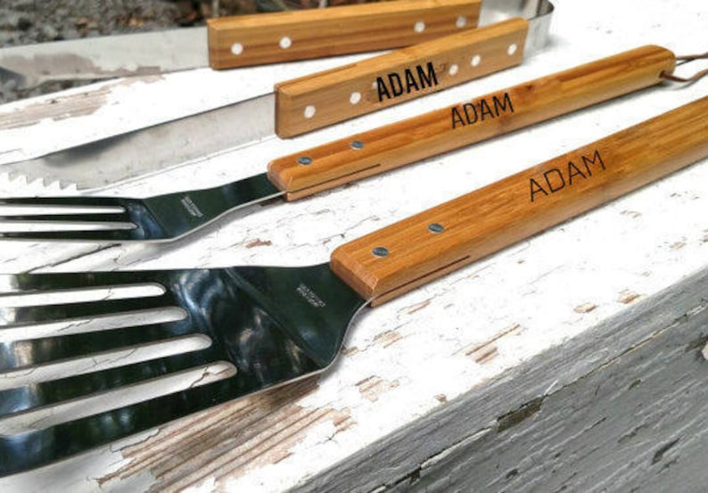 BBQ Grill Set Laser Engraved Wedding Family Photo Engraving - Etsy