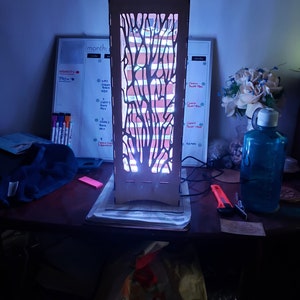 Custom Wood LED Lamp. Gift Bright Multi Color Wood Laser Engraved With ...