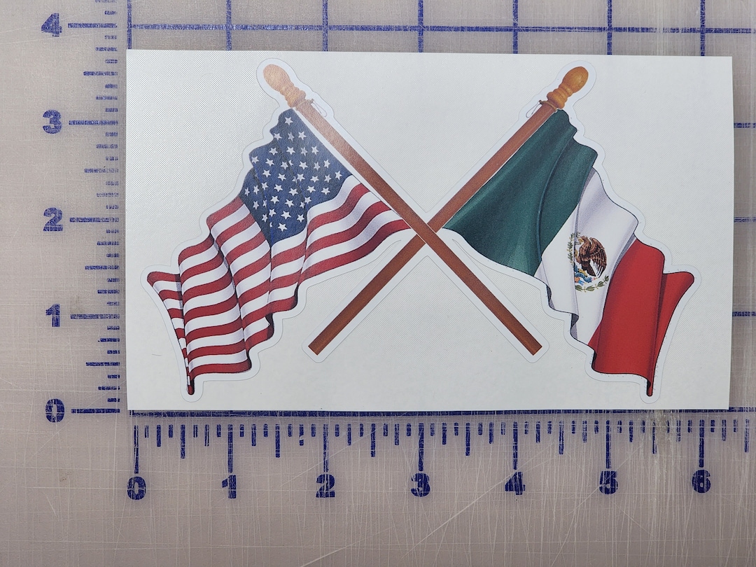 Mexican American Crossed Flags Iron on Sticker 6" Long Tactical | Made ...