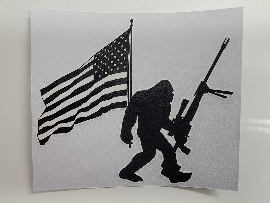 Bigfoot Hunter With American Flag and 50 Cal Rifle Hunting - Etsy