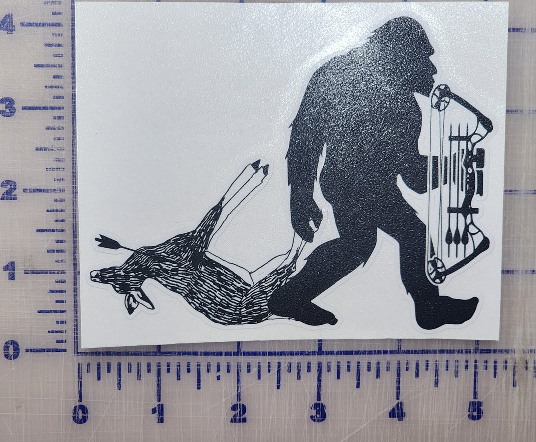 Bigfoot Hunter With Big Buck Deer and Bow Hunting Sasquatch Bigfoot ...